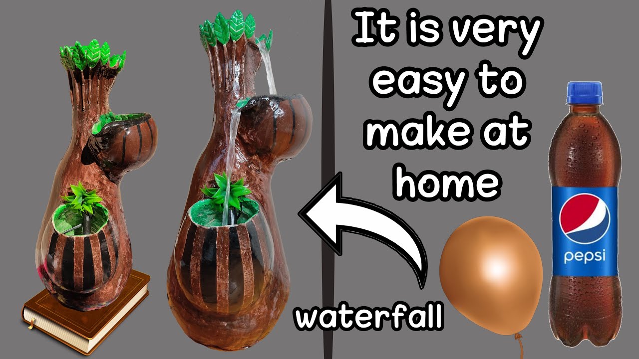 Make a Plastic Bottle Waterfall // Cement ~ ~ Make a cool waterfall ...