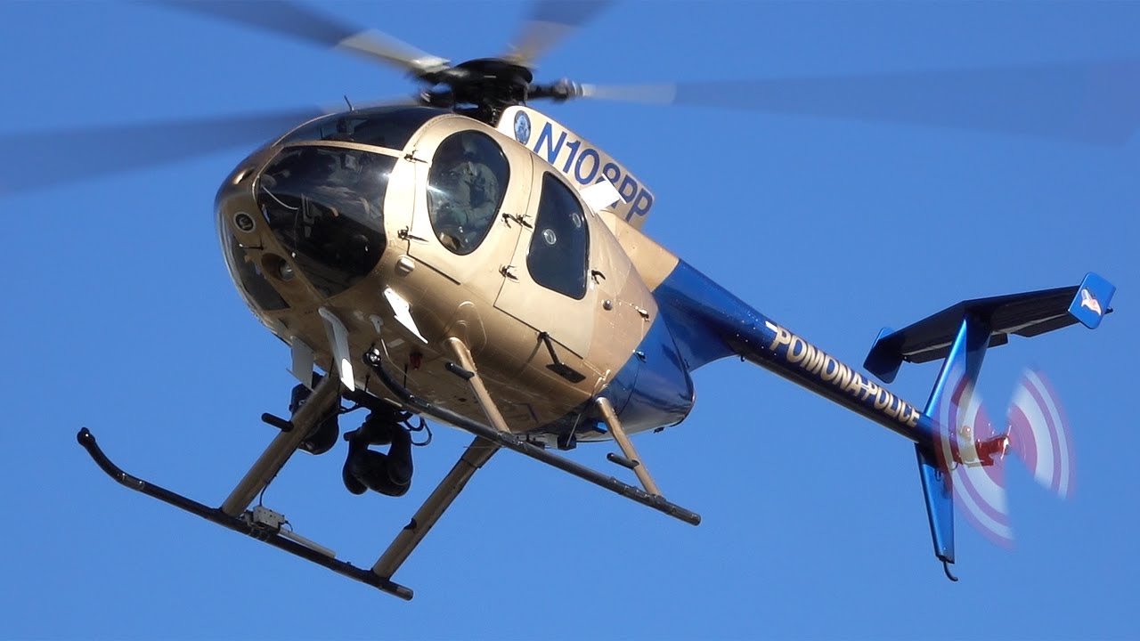 MD Helicopters MD-500E (369E) Pomona Police arrival at HAI Heli-expo ...