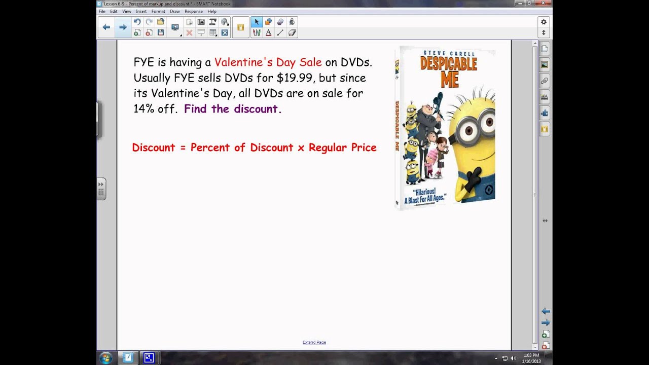 Lesson 6 9 Percent of Markup and discount - YouTube