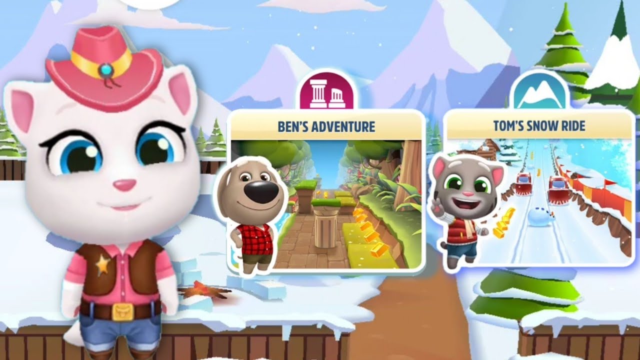 Cowboy Angela Visits Ben's Adventure and Tom's Snow Ride - Talking Tom ...