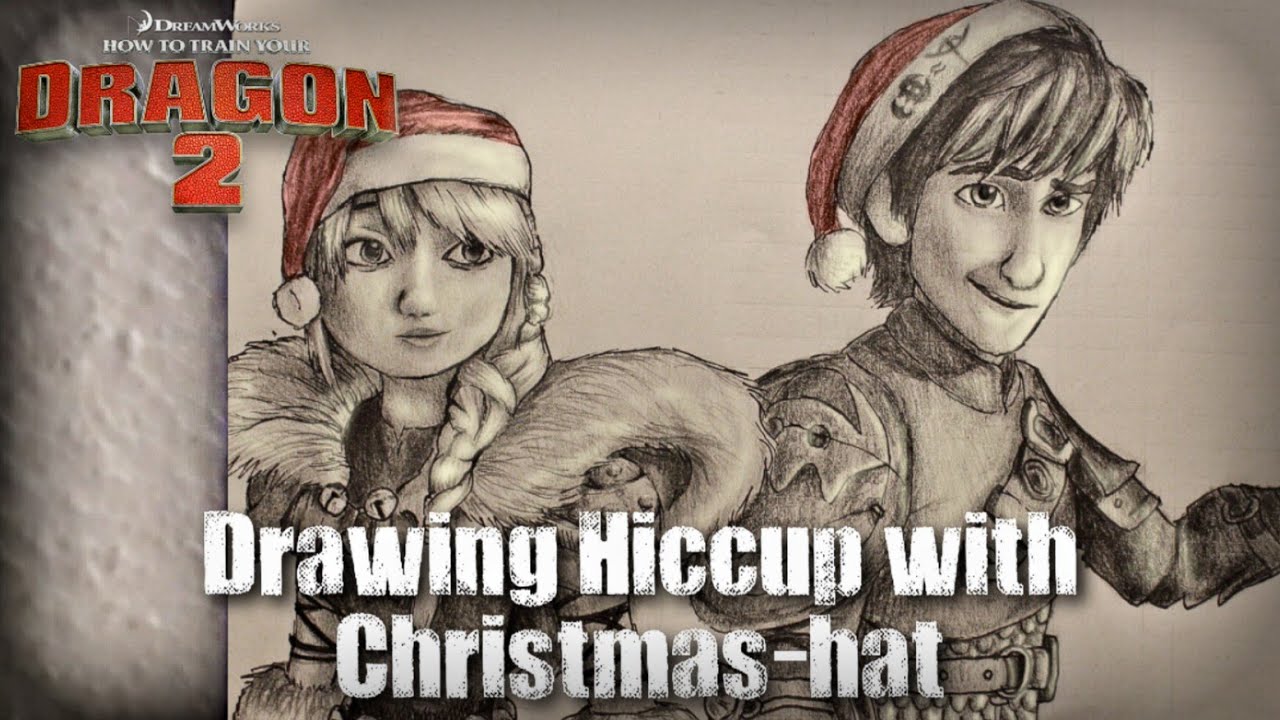 How to draw Christmas-hat Hiccup from HTTYD 2 | How to draw your Dragon ...