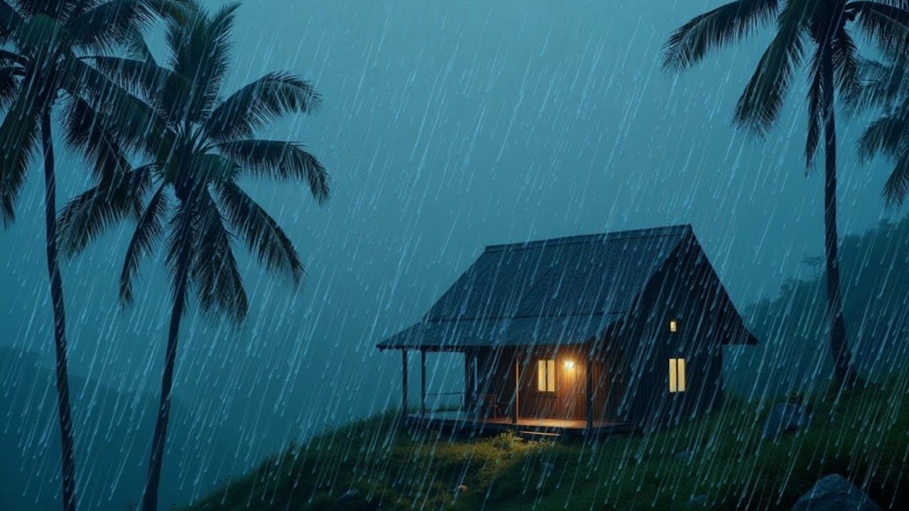 Rainy Night In A Forest Cabin ,Calm Forest Ambience For Rest Peaceful ...