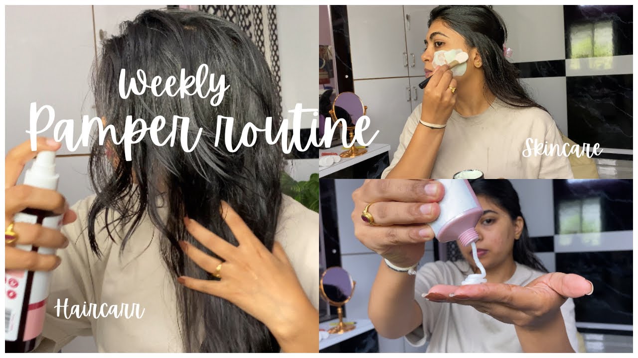 weekly pamper routine | skin care, hair care🌼 - YouTube