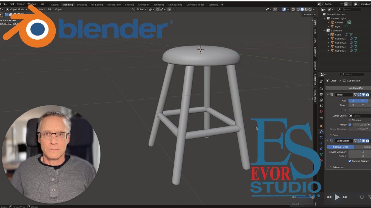 Create a 3D Bar Stool in Blender - YouTube