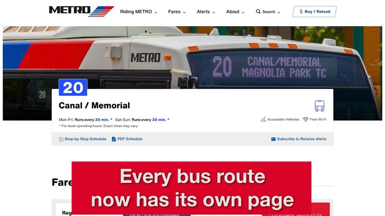 METRO's New Website - New Transit Features (desktop) - YouTube