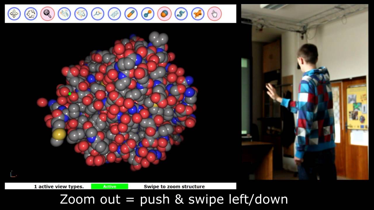 Kinect NUI for manipulating protein structures - YouTube