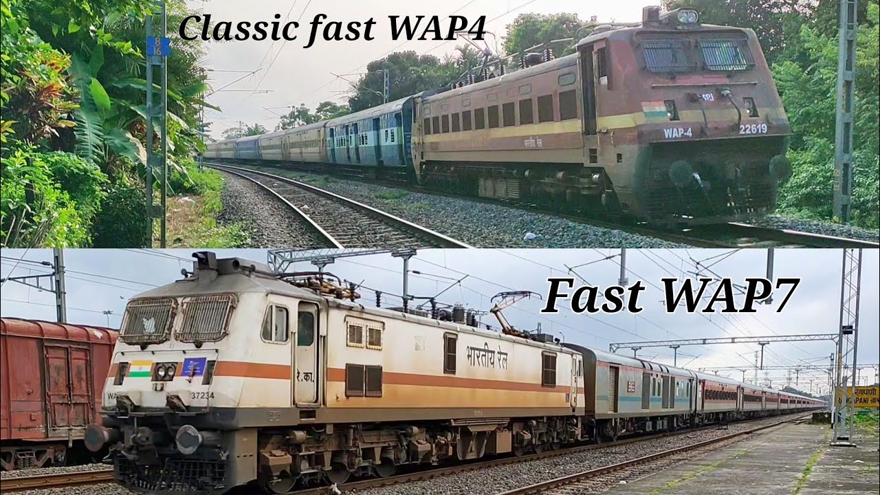 CRAZY Nonstop RAJDHANI WAP7, WAP4 trains at speed. Indian railways ...