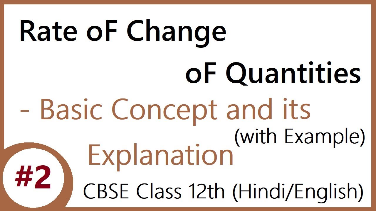 #2 | Rate of Change of Quantities | Application of Derivatives | CBSE ...