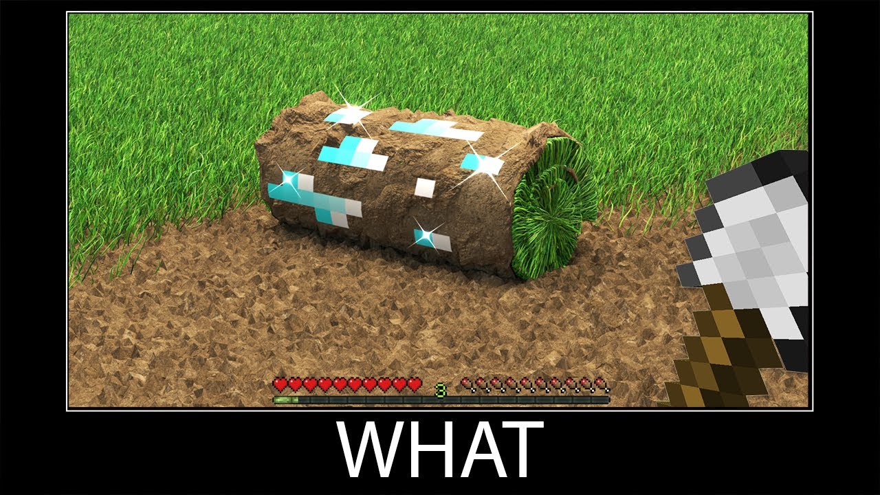 Minecraft wait what meme part 227 realistic Diamond Grass - YouTube
