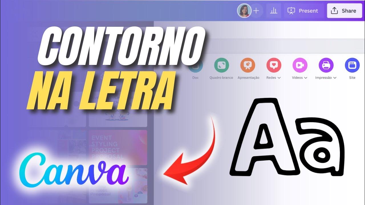 Como colocar contorno na letra no CANVA - YouTube