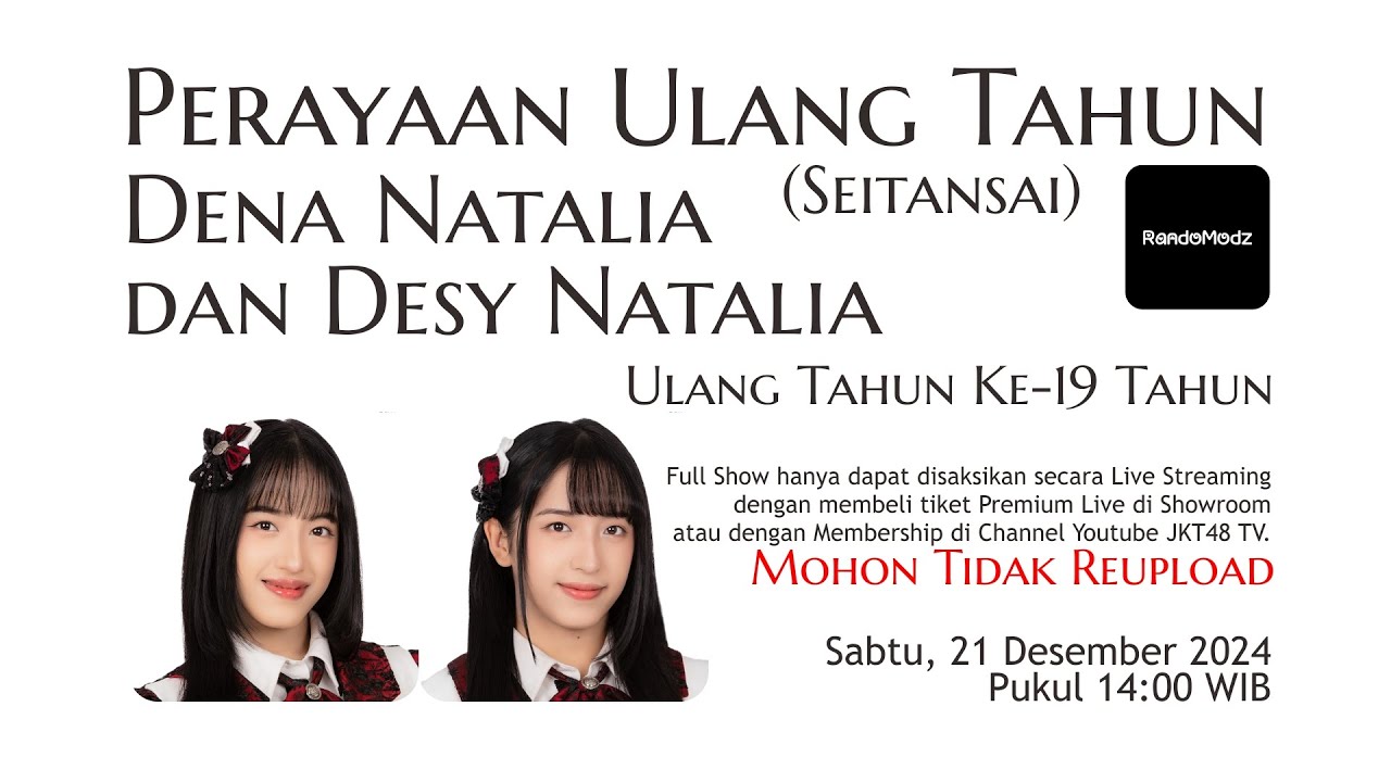 Perayaan UlTah (Seitansai) - Dena Natalia dan Desy Natalia di Show SnM ...