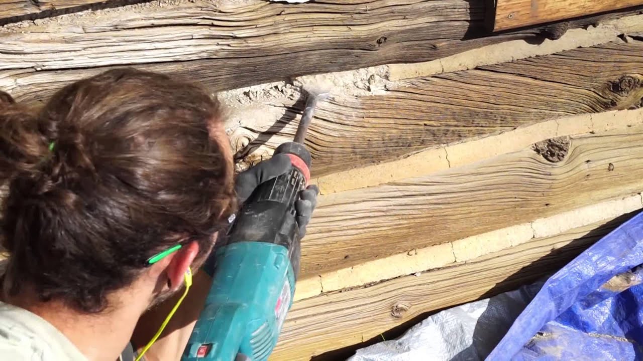 old chinking removal - YouTube