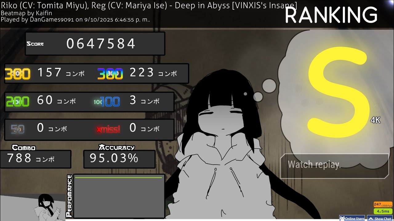 Deep in Abyss - Riko (CV: Tomita Miyu), Reg (CV: Mariya Ise) [Insane] – S Rank Full Combo Osu ...