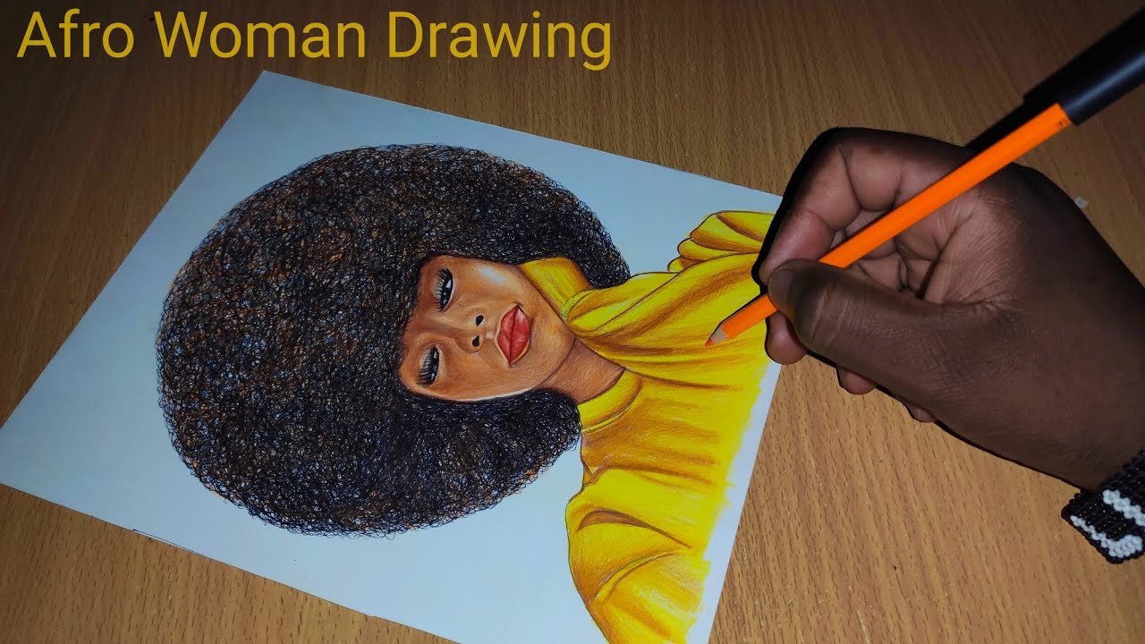 How to draw a black Woman with Afro Hair - YouTube