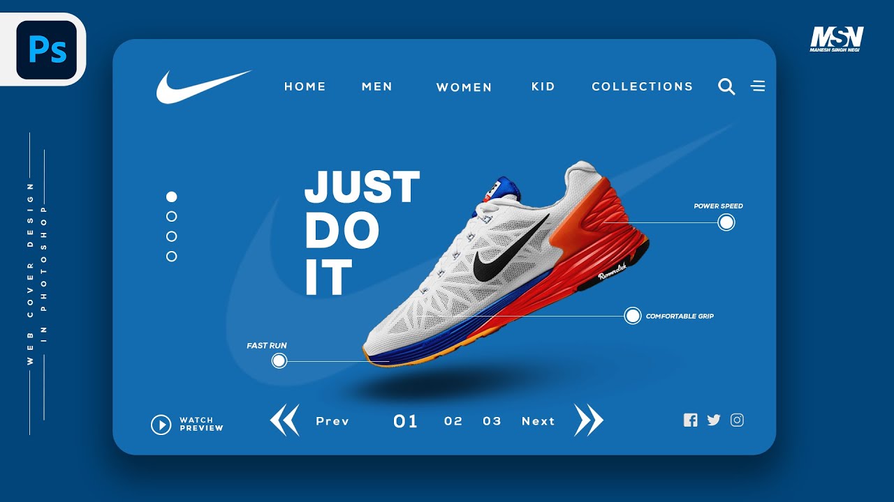 Make Web Cover Design in Photoshop. || Website Cover Design || || Shoe ...