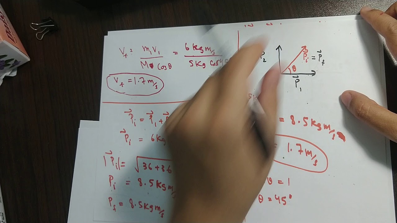 Conservation of Momentum Example. Perfect 2D inelastic collision (part ...