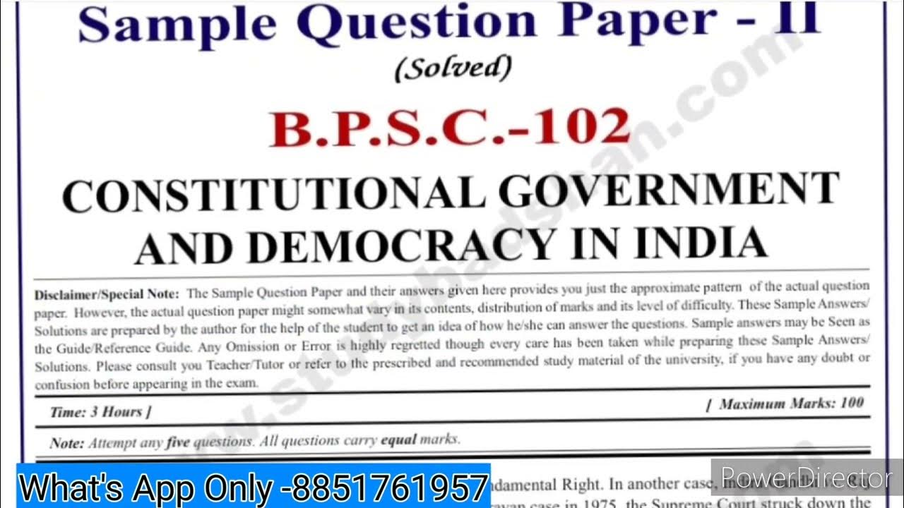 BPSC 102 Important Questions in English | BPSC 102 Sample Paper | BPSC 102 Guess Paper | IGNOU ...