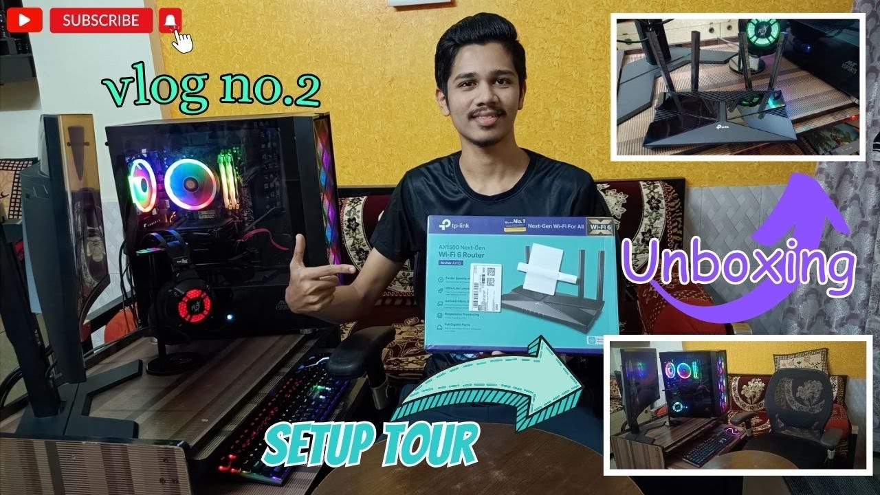 Vlog No 2 | My Gaming Setup Tour vlog with Unboxing | Wifi Router ...