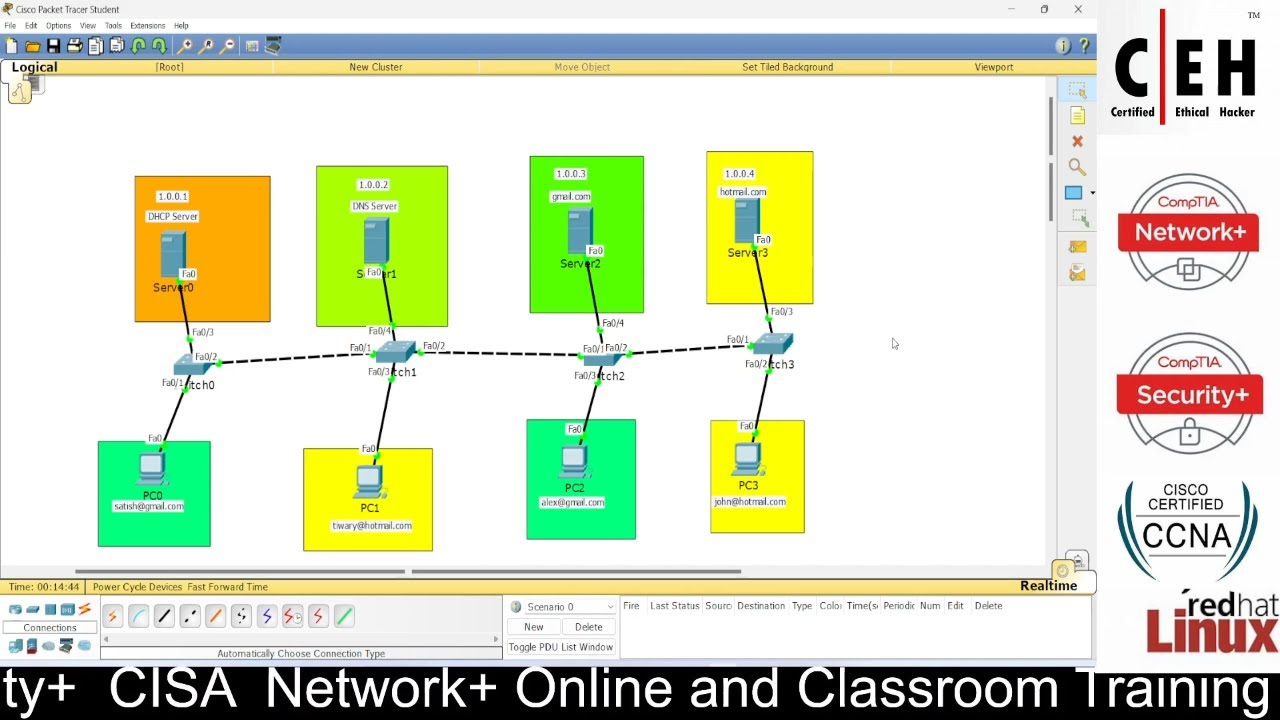 how to configure email server in packet tracer - YouTube
