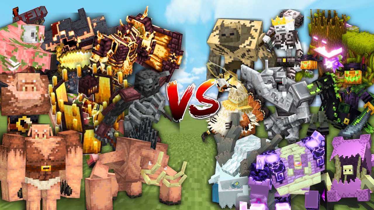NETHER BOSSES vs OP BOSSES in Minecraft Mob Battle - YouTube