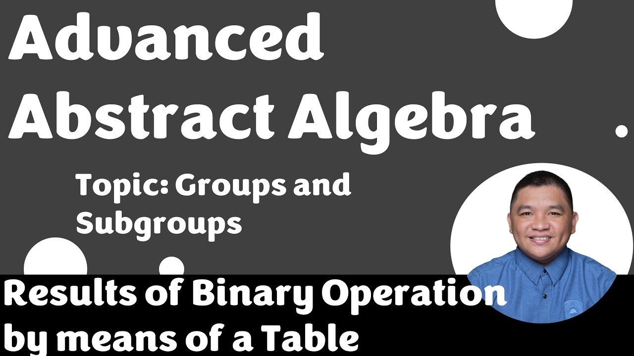 Results of Binary Operation by means of a Table || Groups and Subgroups ...