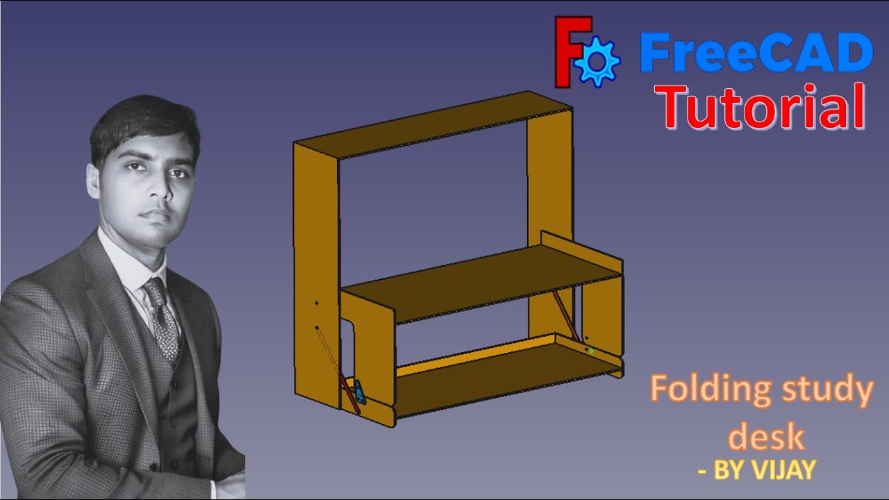 FreeCAD Tutorial : How to make a folding study desk || By Vijay # ...