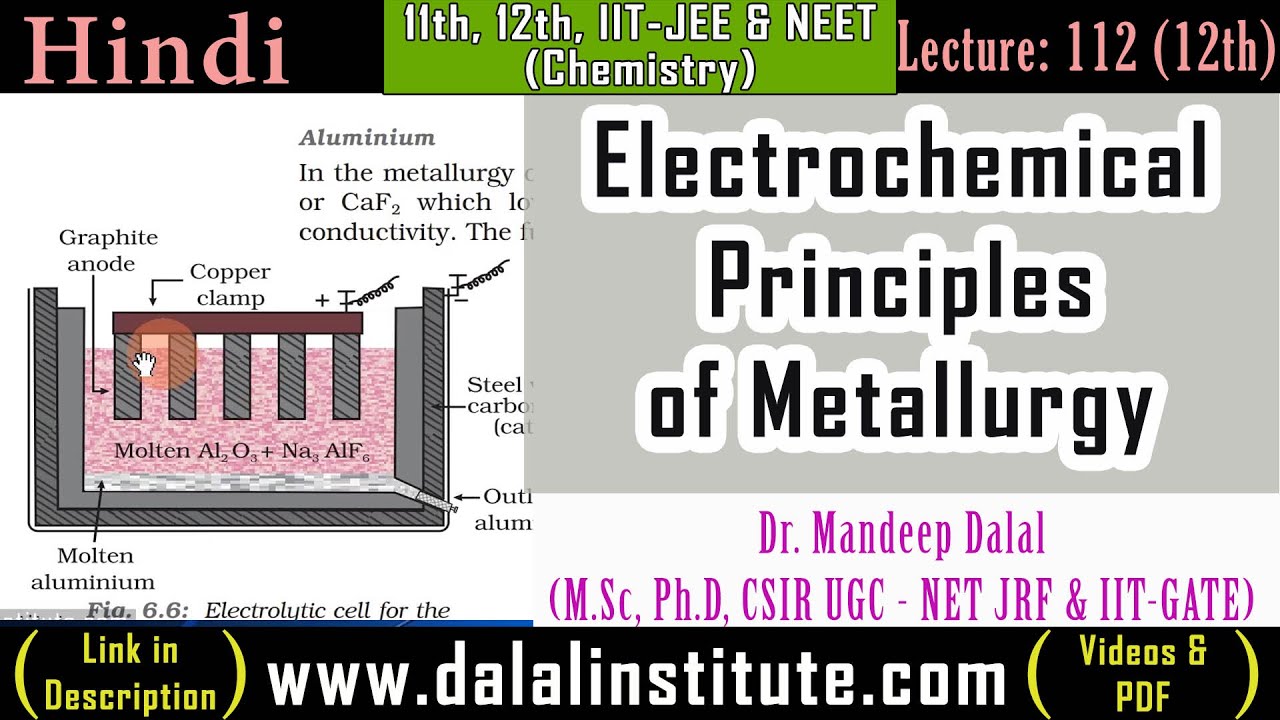 Electrochemical Principles of Metallurgy | Class 12th | Lecture 112 ...