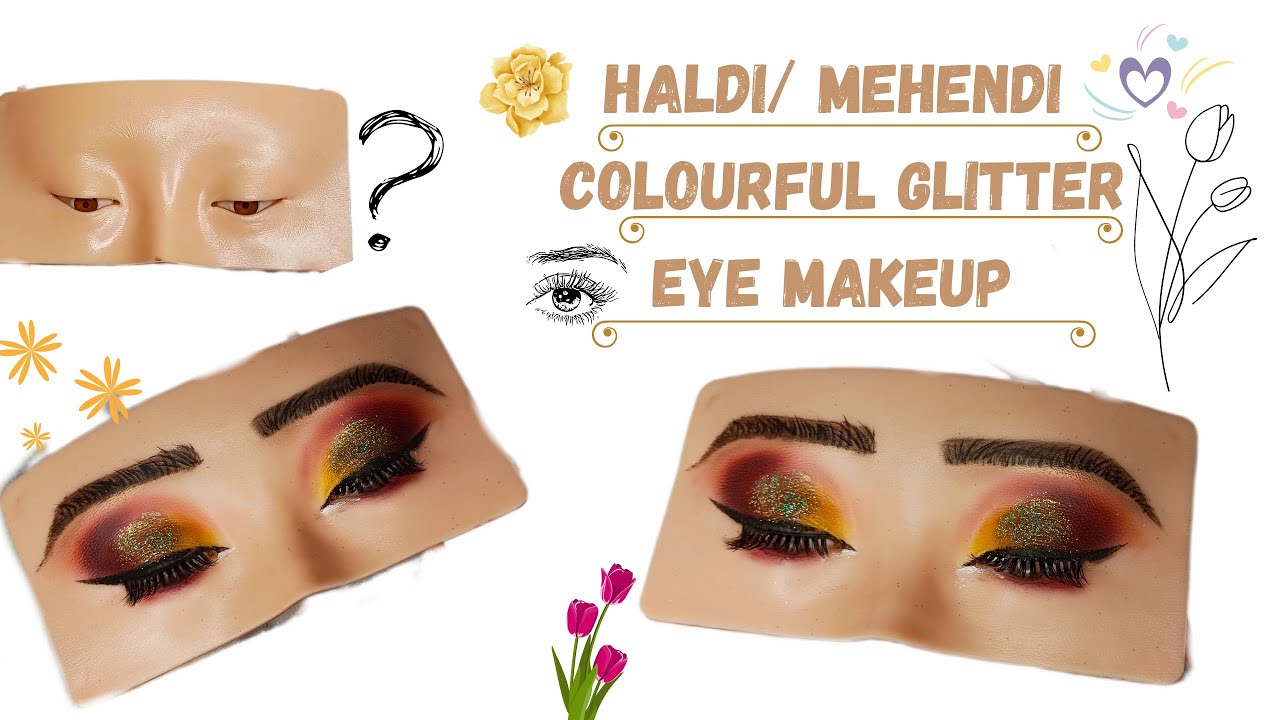 🧡Haldi/Mehendi Bridal Eye makeup Tutorial|pakistani mayo eye makeup steps|Bridal glitter eye ...
