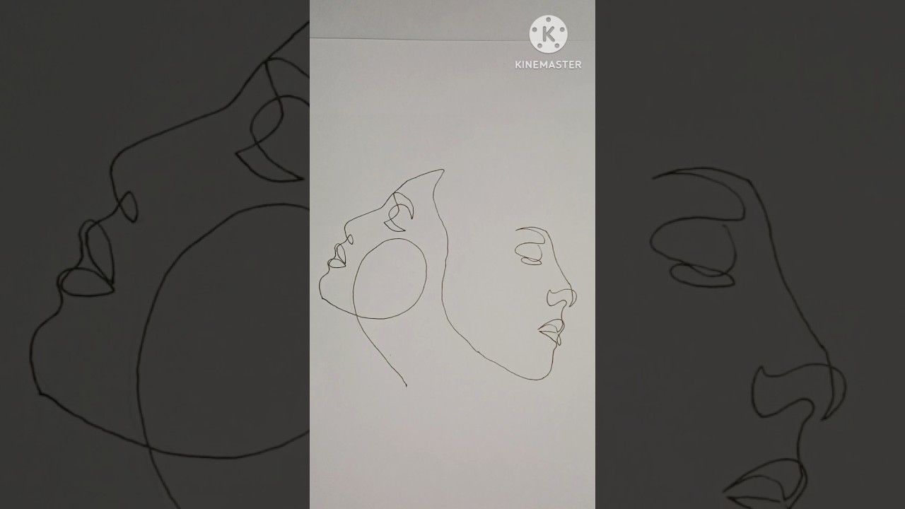 One line art drawing of 2 girl face/girl drawing easy step by - Go IT
