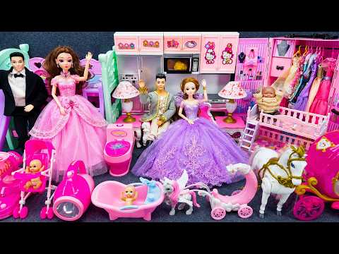 23 Minutes Satisfying Unboxing Barbie Pink & Purple Princess Dresses, Royal Family & Baby Toys ASMR