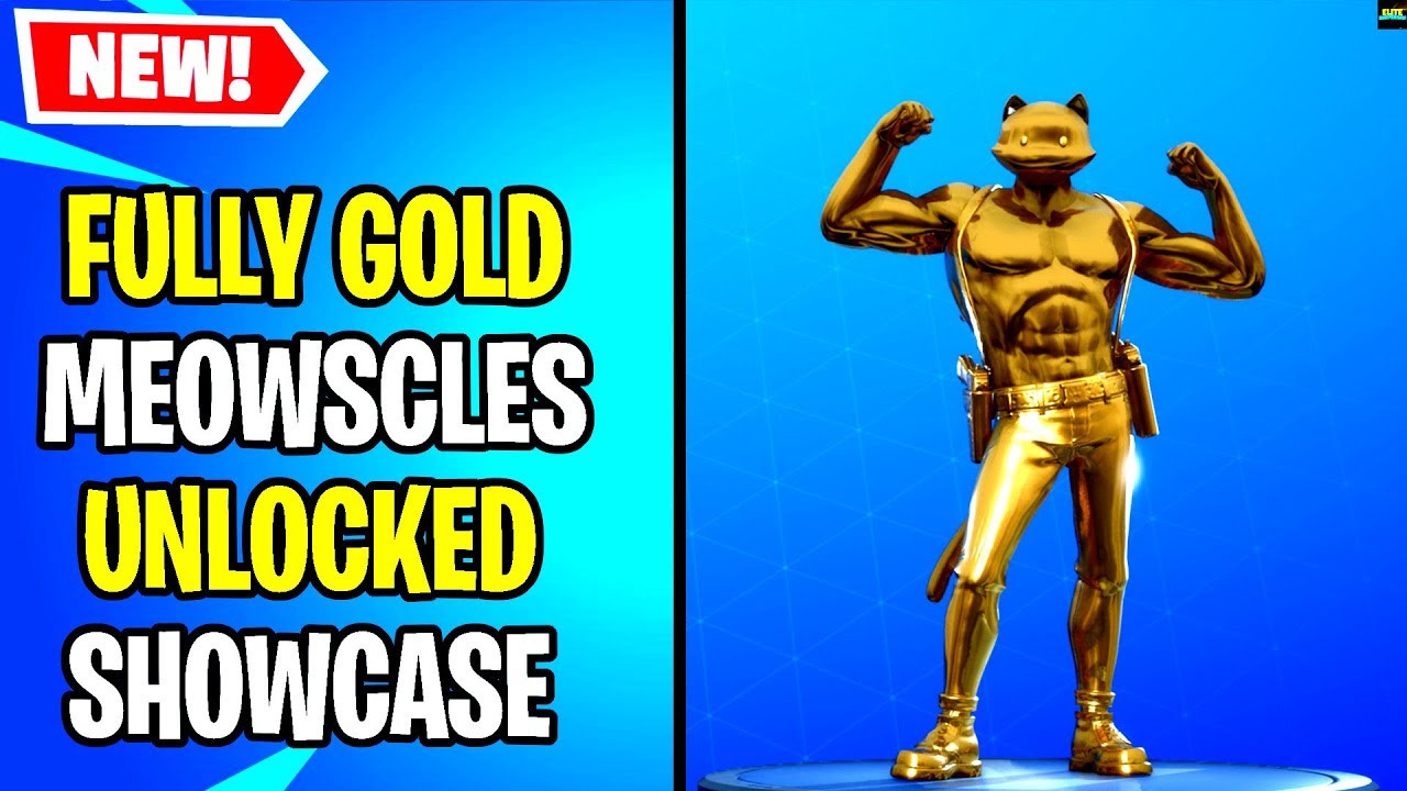 *New* Meowscles Fully Gold Unlocked Level 220 Showcase (Fortnite ...