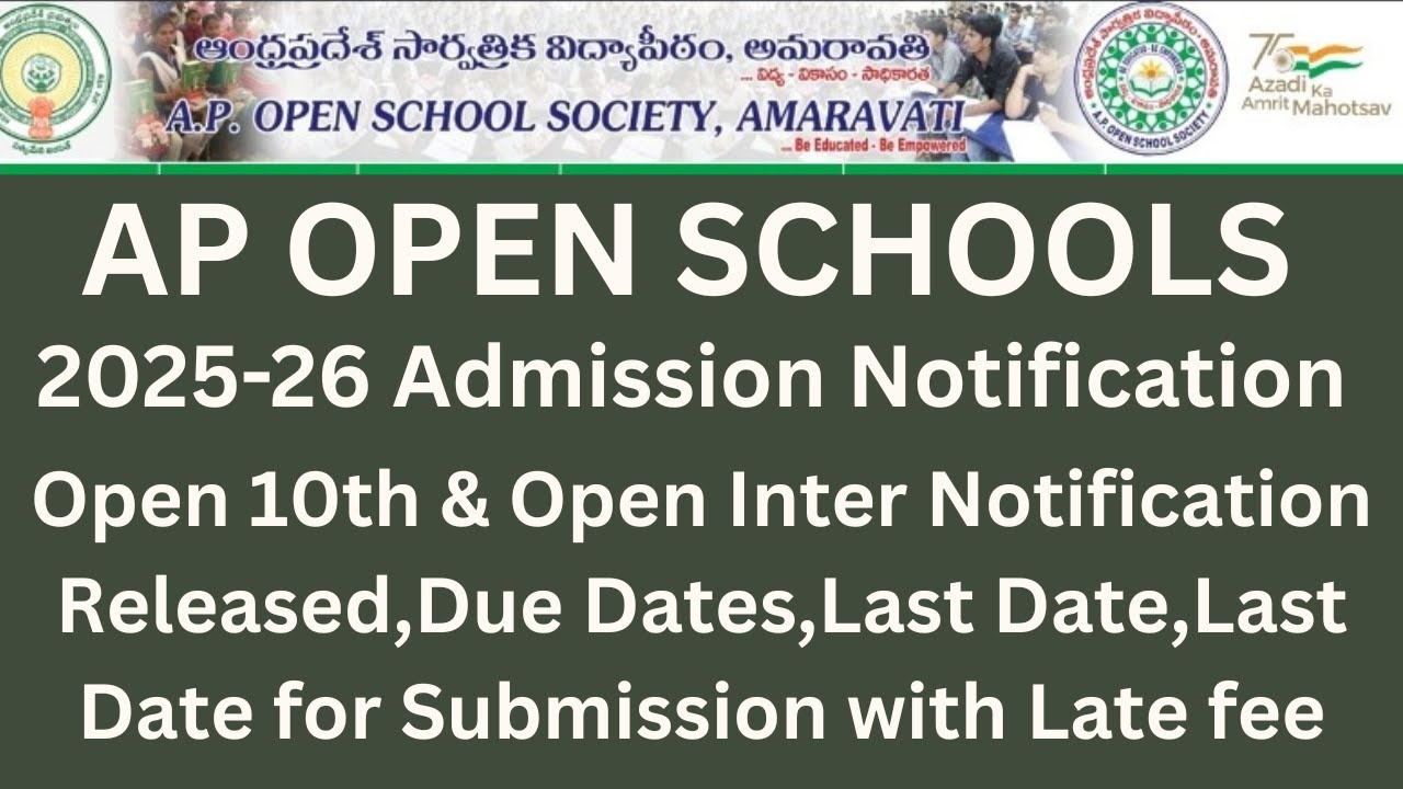 AP Open Schools APOSS tenth & Inter 2025-26 Admission Notification ...