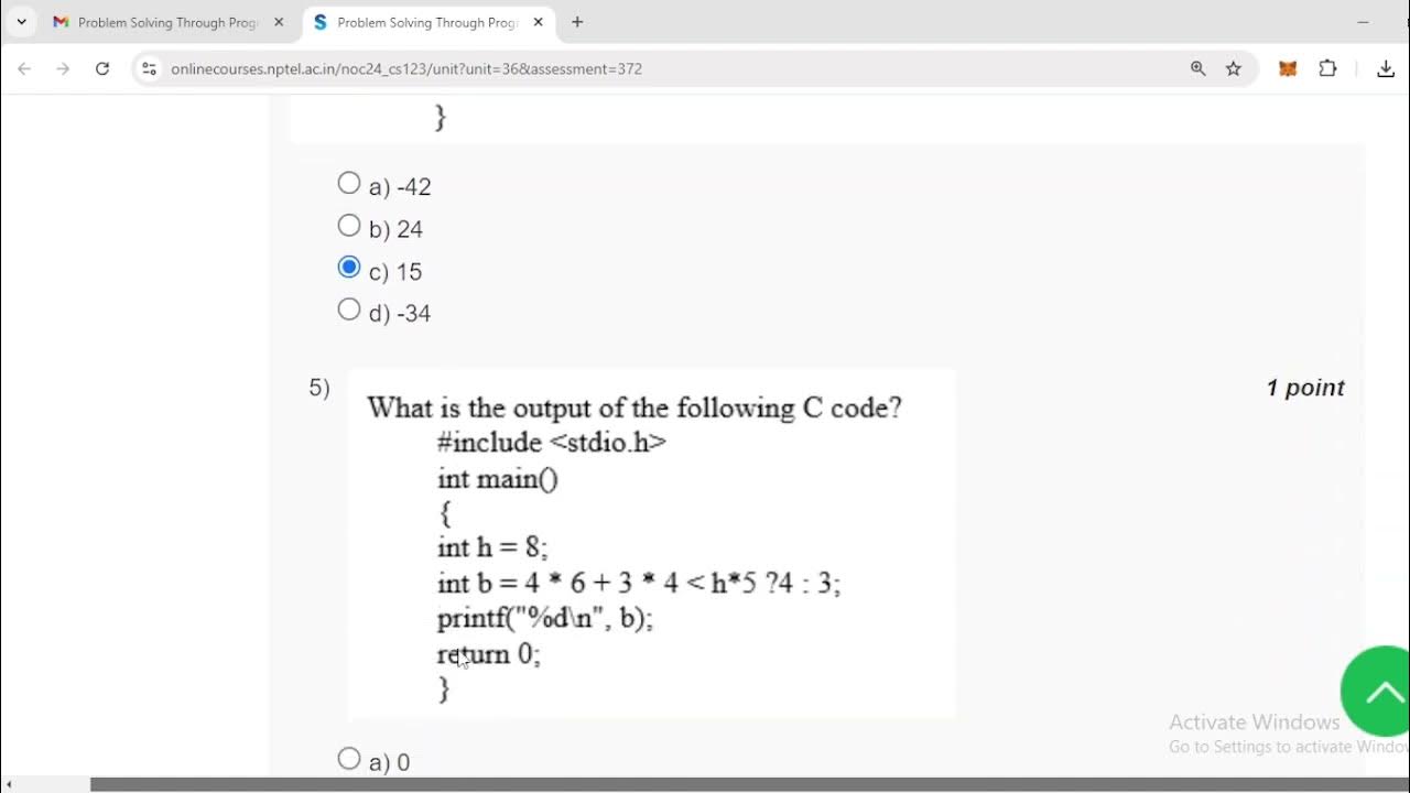 problem solving through 'c'| week 3 Nptel Assignment solutions 2024 - YouTube