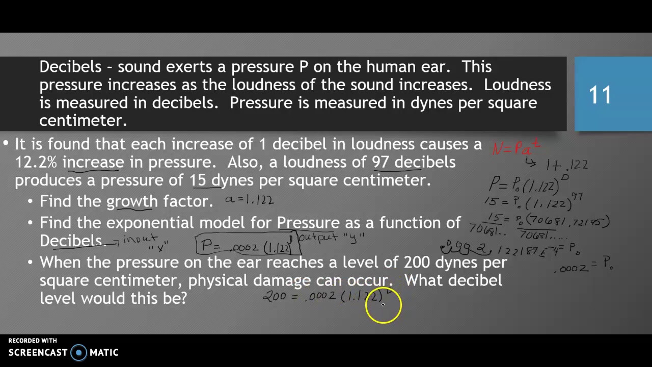 College Algebra: Decibel Example - YouTube