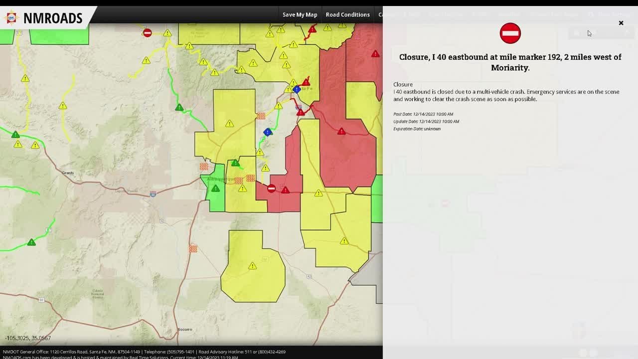 Interstate 40 closed due to crash and winter weather - YouTube