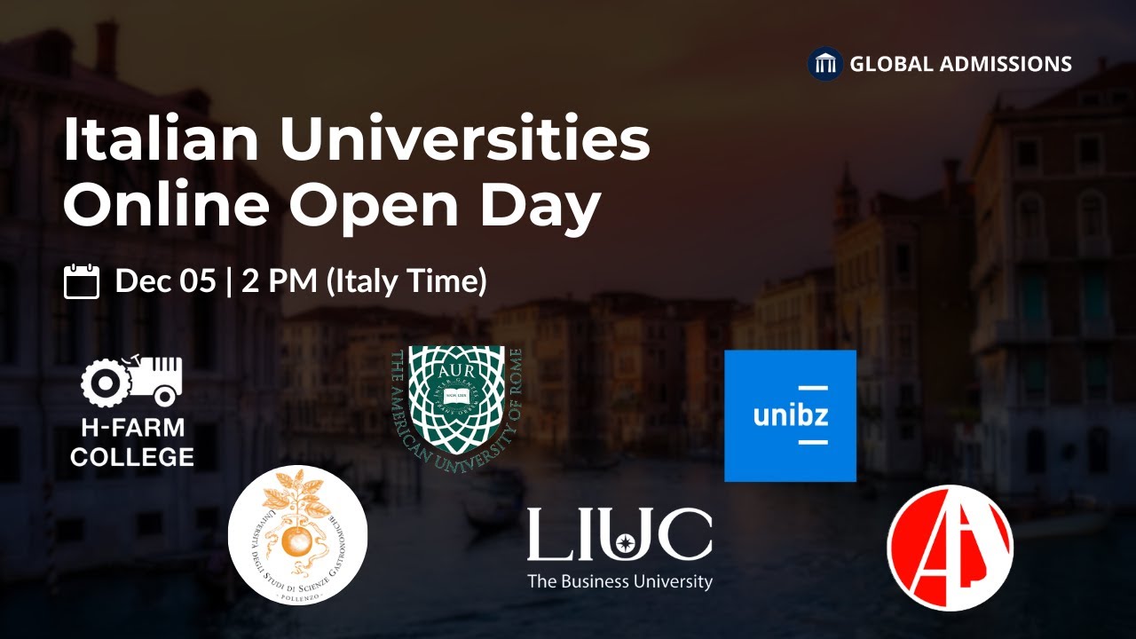 Global Admissions Study in Italy Online Open Day- December 2024 - YouTube