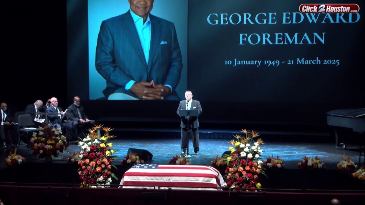 Boxing legend George Foreman honored at Houston memorial service - YouTube