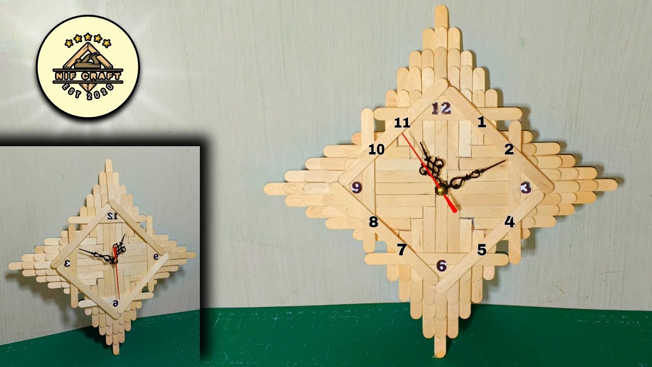 Cara Membuat Jam Dinding dari Stik Es Krim || Make a wall clock from ...