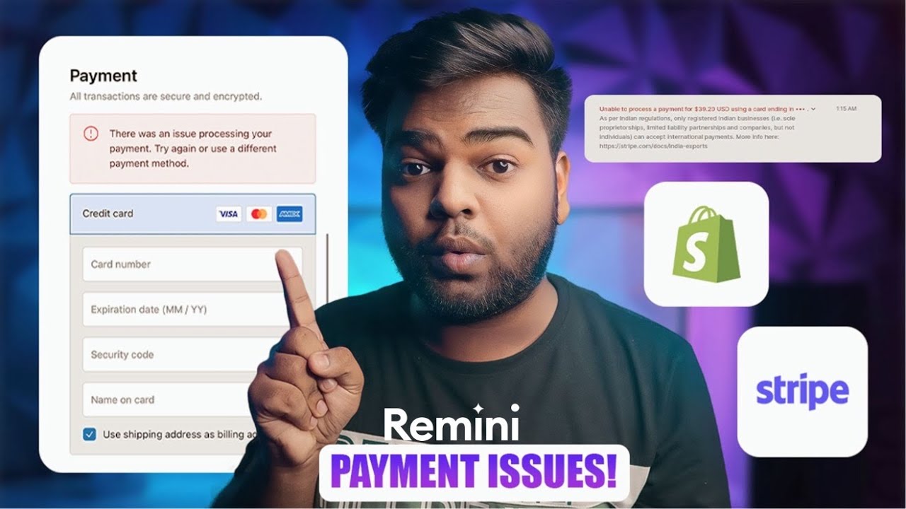 Unable to Process Payment Shopify & Stripe Problem! | Indian International Dropshipping - YouTube