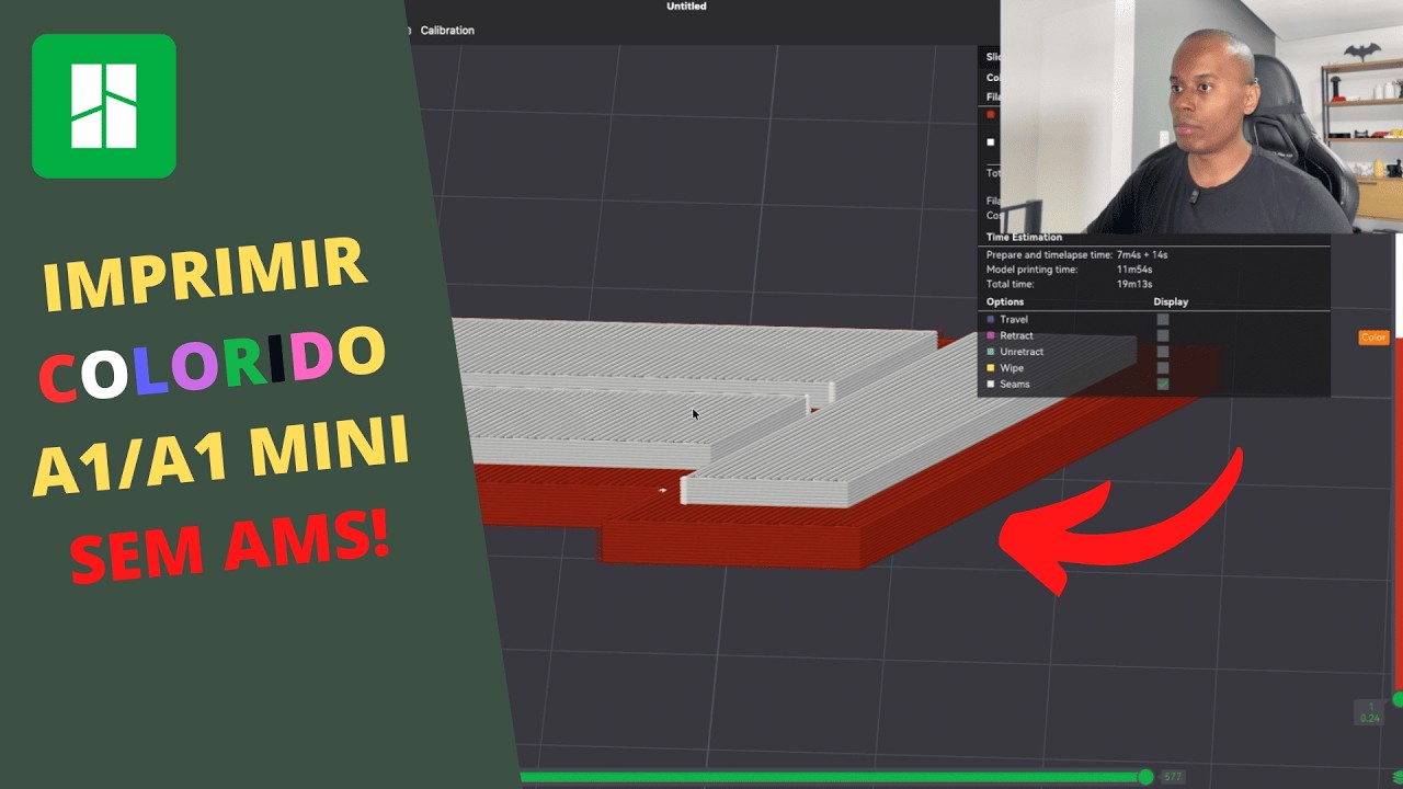 COMO IMPRIMIR COLORIDO NA IMPRESSORA 3D BAMBU LAB A1 E A1 MINI SEM AMS ...