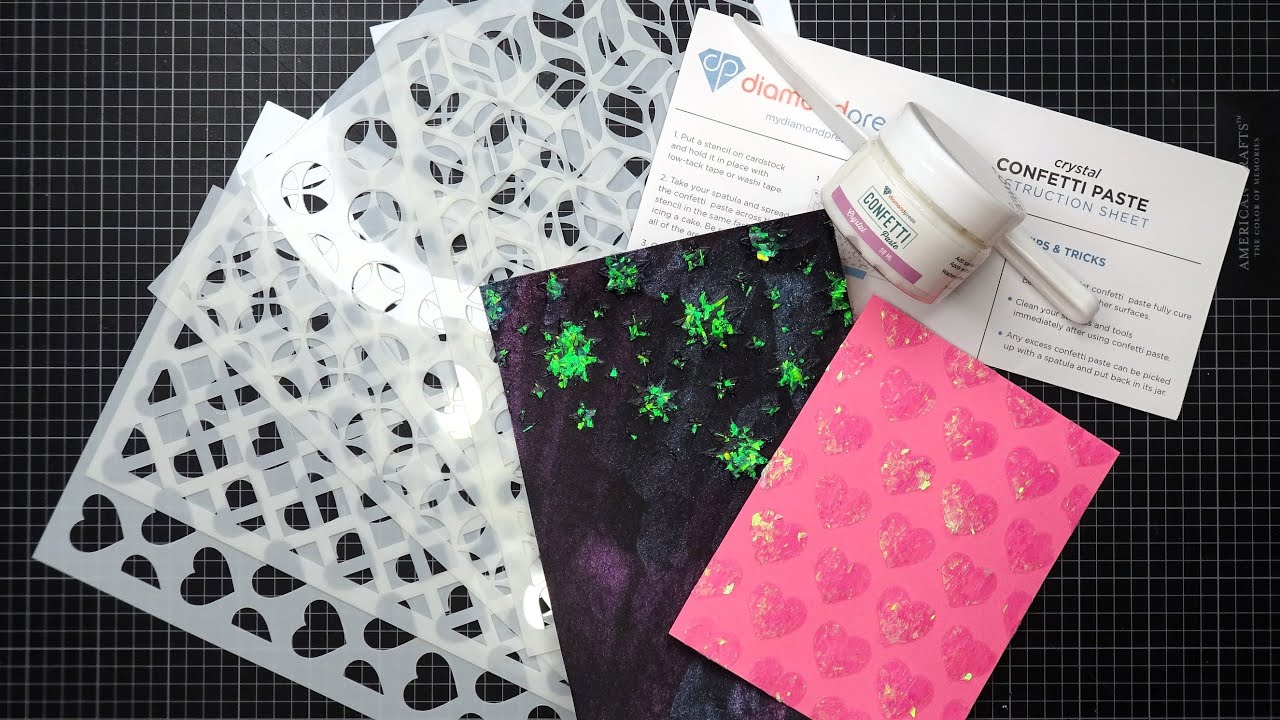 Diamond Press "Crystal Confetti" Paste and Stencils Kit Review Tutorial ...