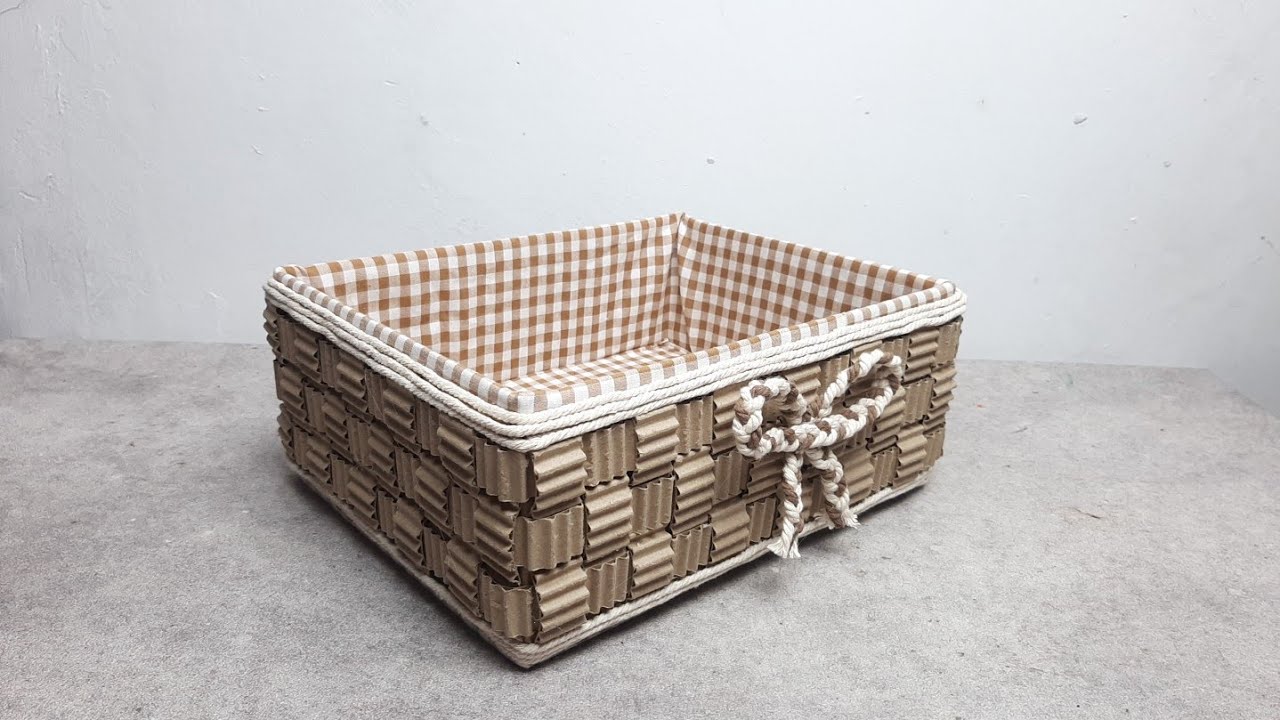 See How I Made a Storage Basket from Cardboard and Macrame Rope ...