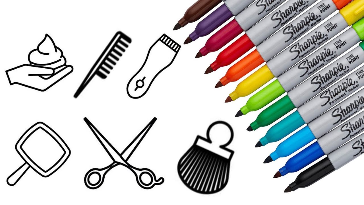 ️🪞🪮🧴 How to Draw Barber Tools For Kids | Grooming | Hair Dressing ...