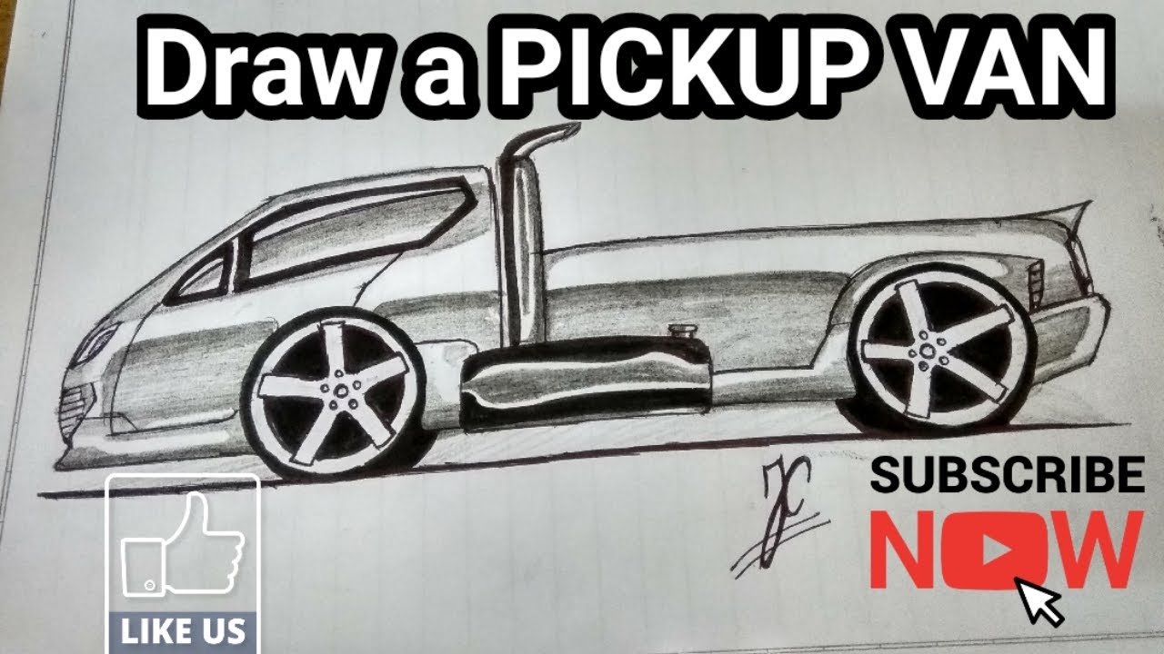 HOW TO DRAW A CUSTOM PICKUP VAN - YouTube