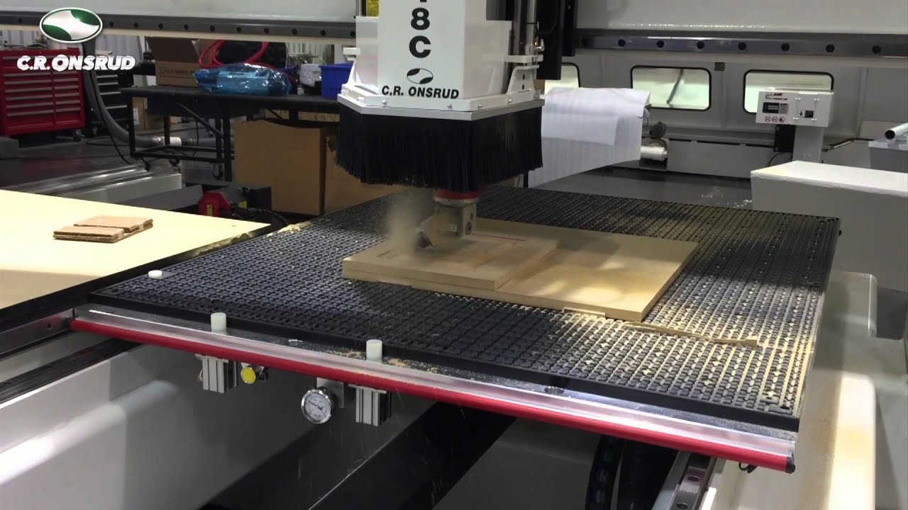 146C-Series with Specialized Aggregate cutting Cabinet Door panel - YouTube