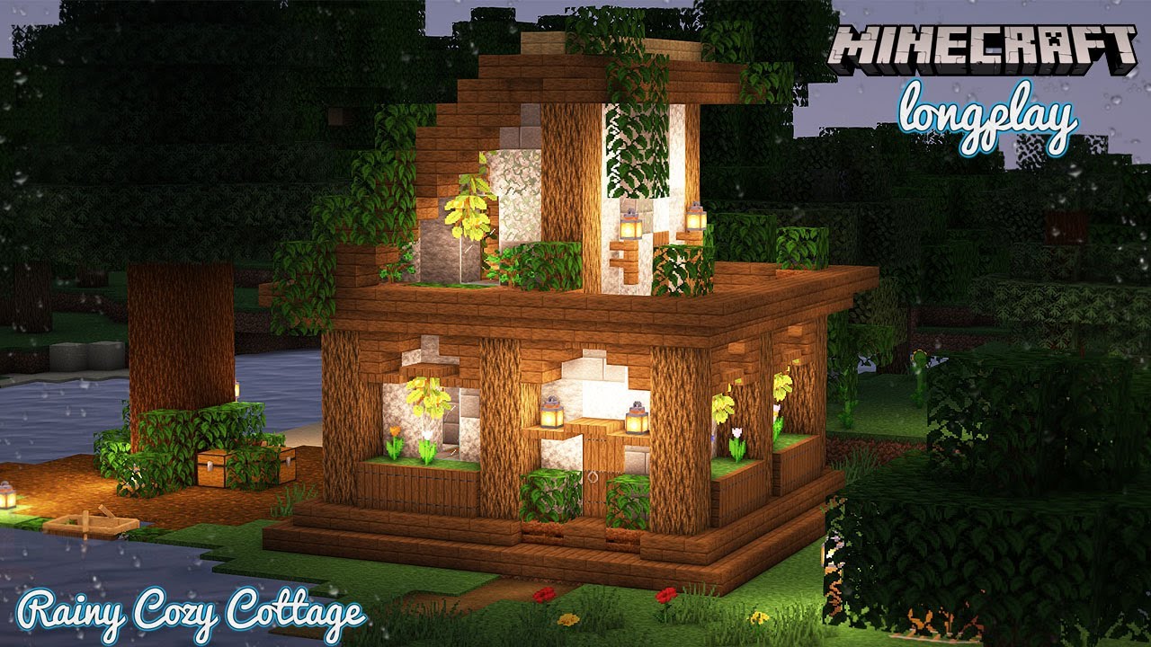How to Build a Cottage House in Cozy Rainfall | Minecraft Relaxing ...
