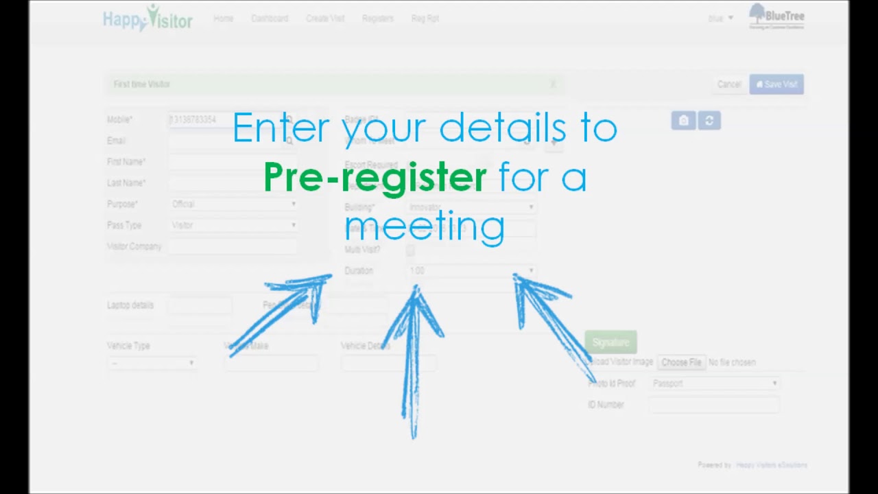 Happy Visitor : How to create visit? - YouTube