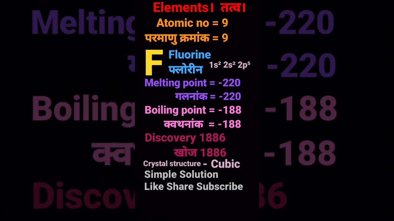 फ्लोरीन। Fluorine। 9th elements। आवर्त-2 वर्ग-17।periodic table ...