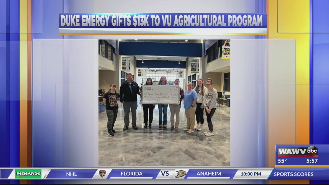 Duke Energy gifts $13K to VU agricultural program - YouTube