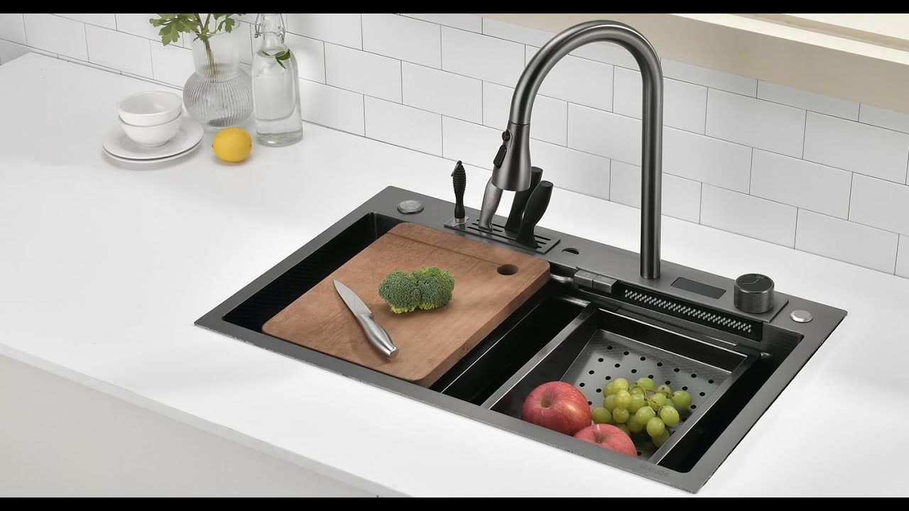 Lefton Waterfall Workstation Single Bowl Smart Kitchen Sink KS2204 ...